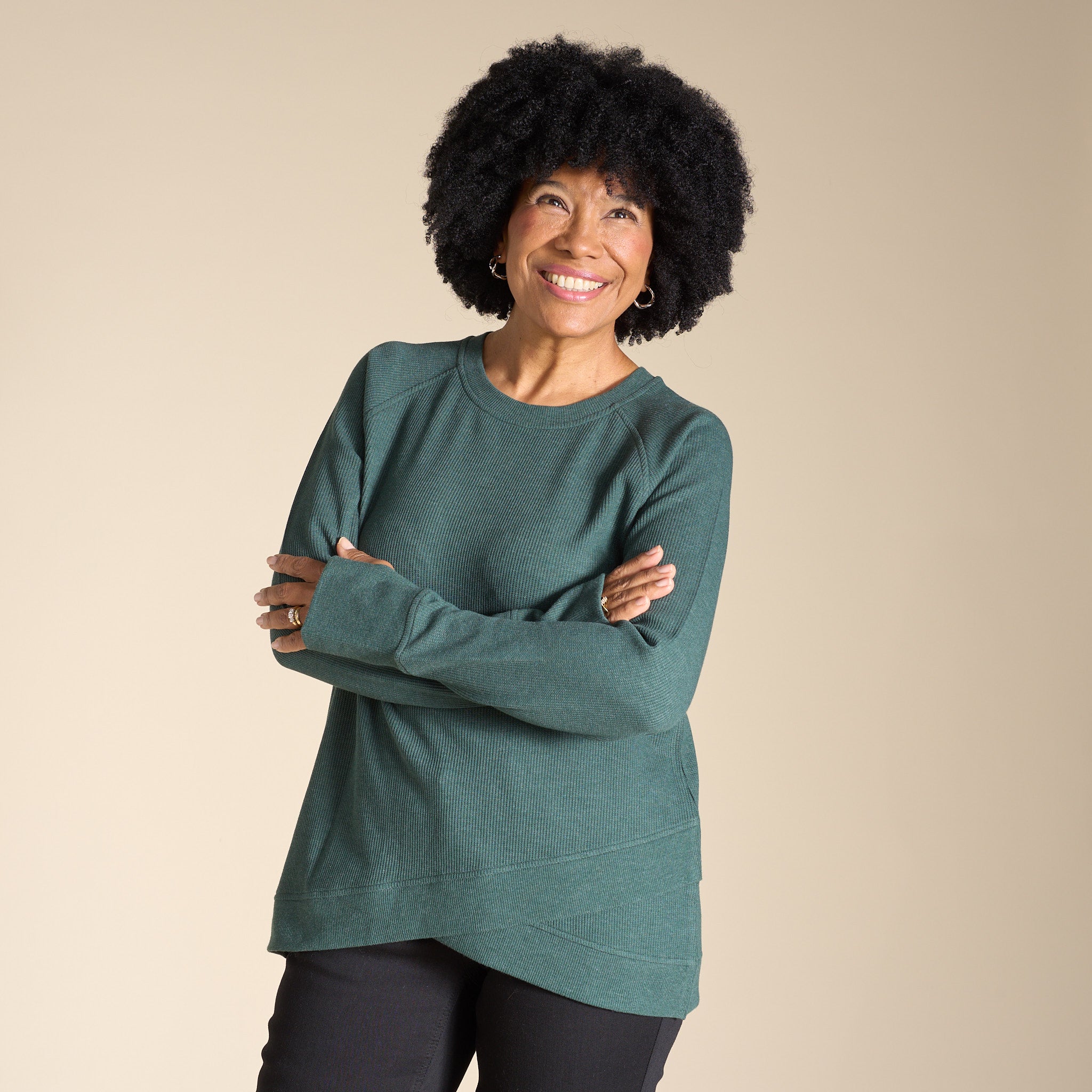 Crossover Hem Long Sleeve Thermal Top – Christopher & Banks