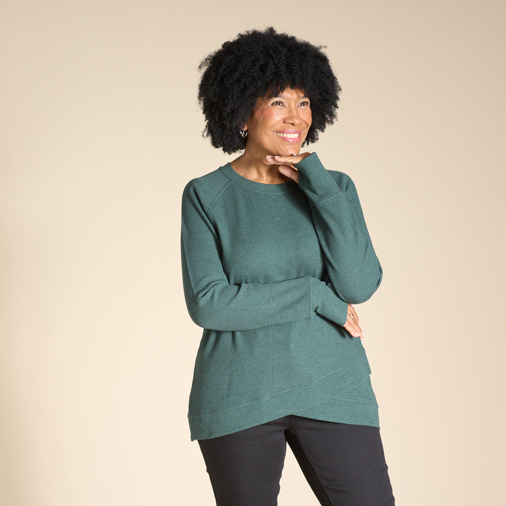 Crossover Hem Long Sleeve Thermal Top – Christopher & Banks