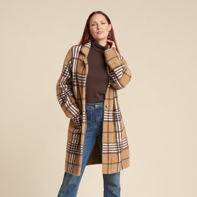 Double Knit Plaid Coatigan – Christopher & Banks