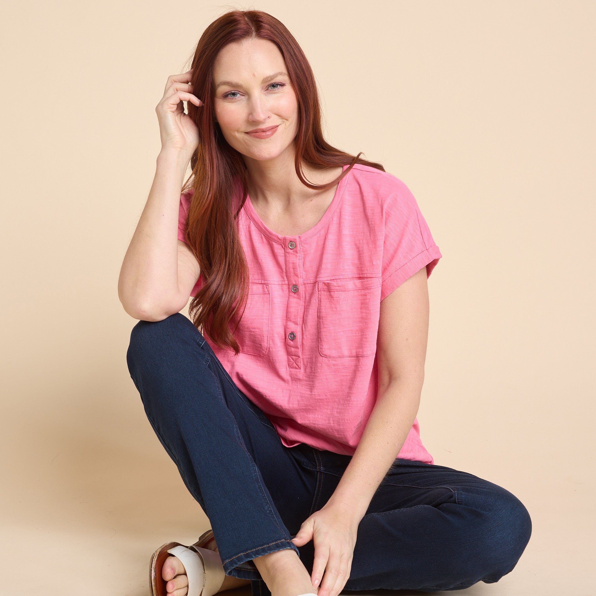 Dropped Shoulder Short Sleeve Henley Tee – Christopher & Banks