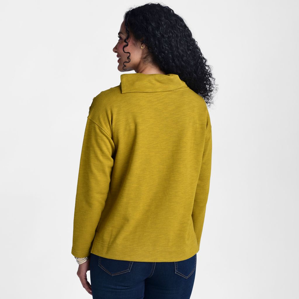 Split Collar Button Shoulder Top – Christopher & Banks