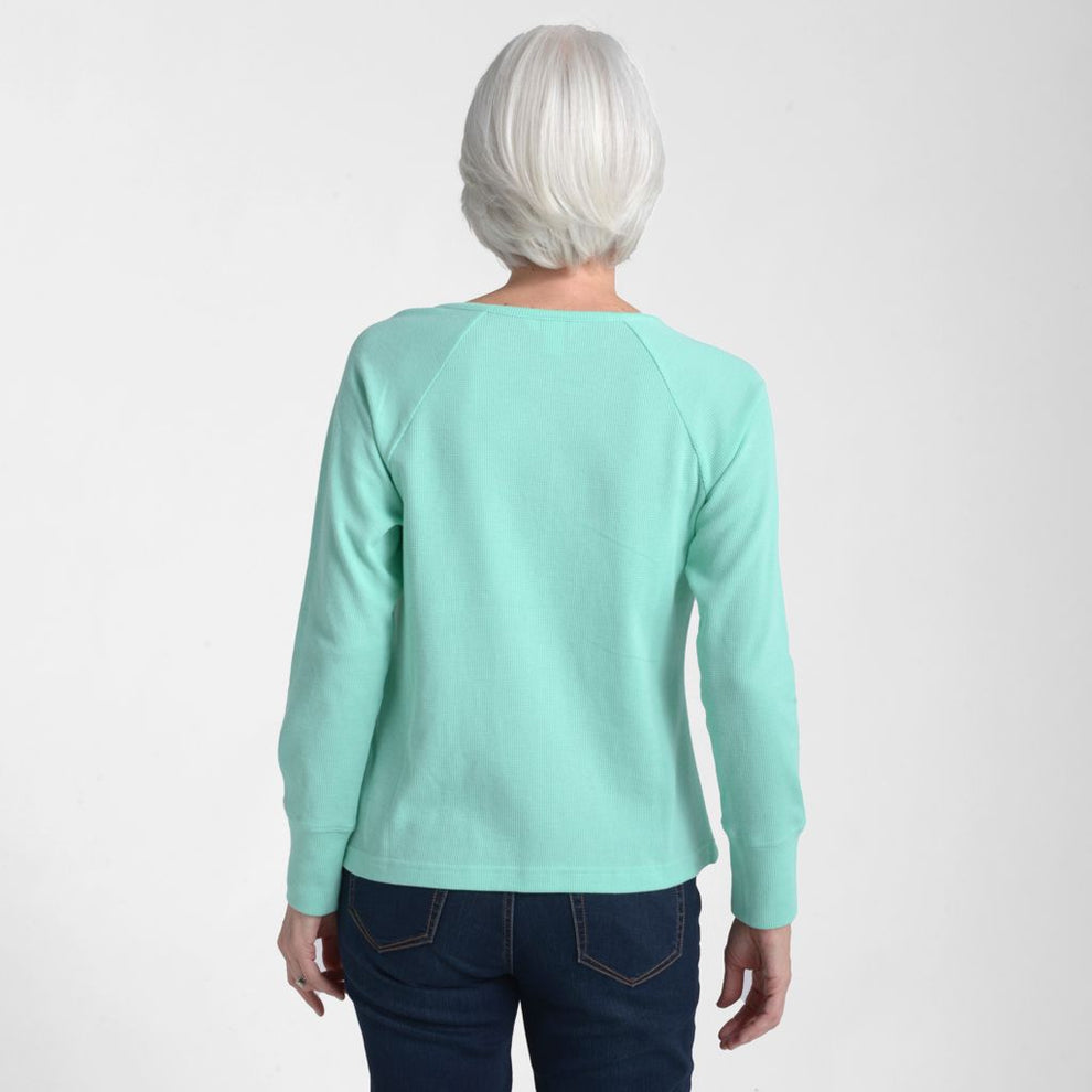 Raglan Sleeve Henley Thermal Tee – Christopher & Banks