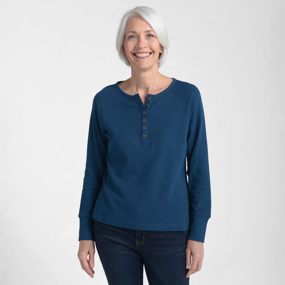 Raglan Sleeve Henley Thermal Tee – Christopher & Banks