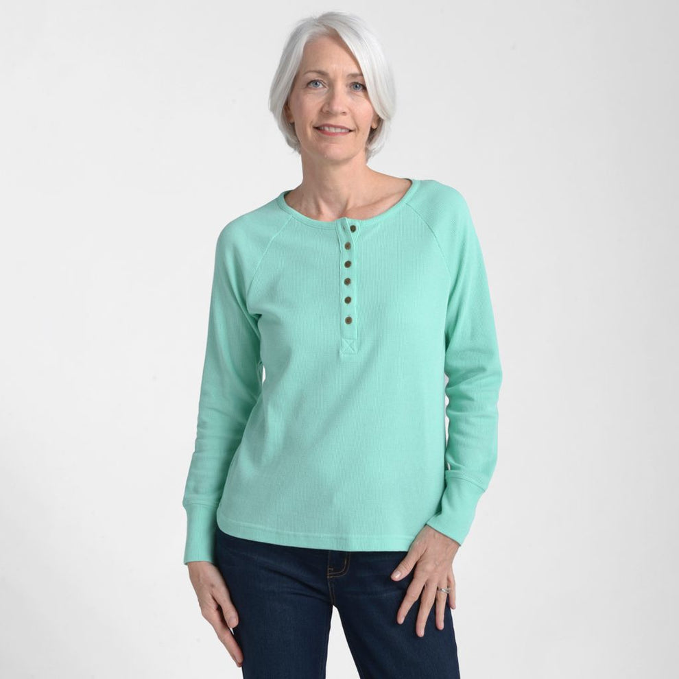 Raglan Sleeve Henley Thermal Tee – Christopher & Banks