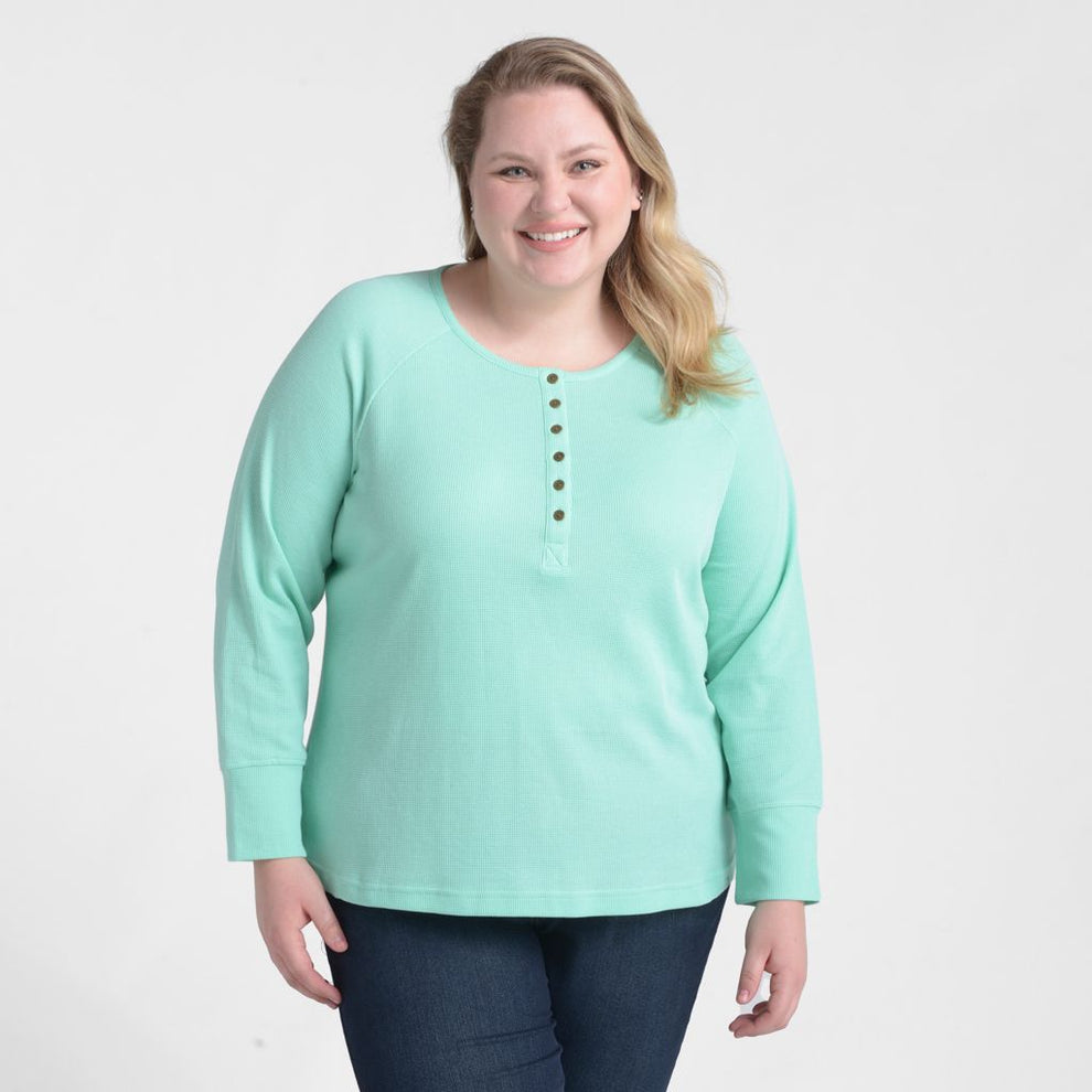 Raglan Sleeve Henley Thermal Tee – Christopher & Banks