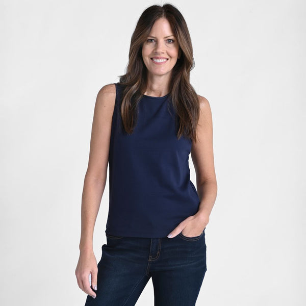 Missy Sleeveless Crew Neck Satin Trim Perfect Tank – Christopher & Banks