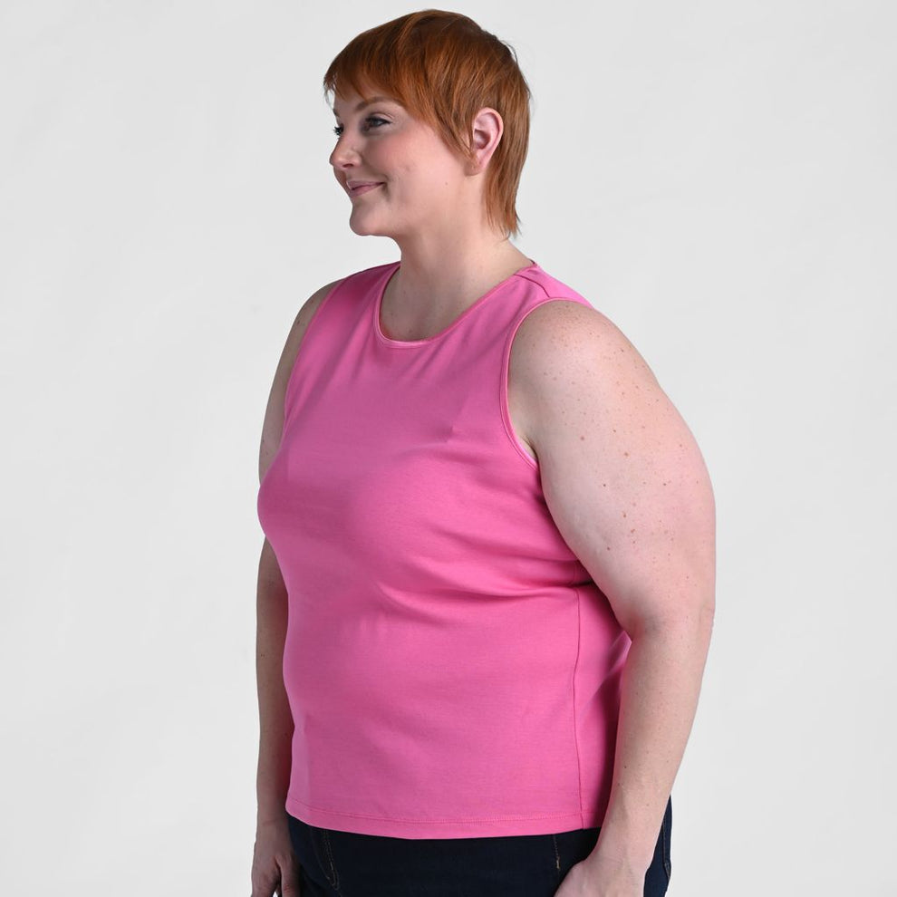 Plus Size Sleeveless Crew Neck Satin Trim Perfect Tank – Christopher ...