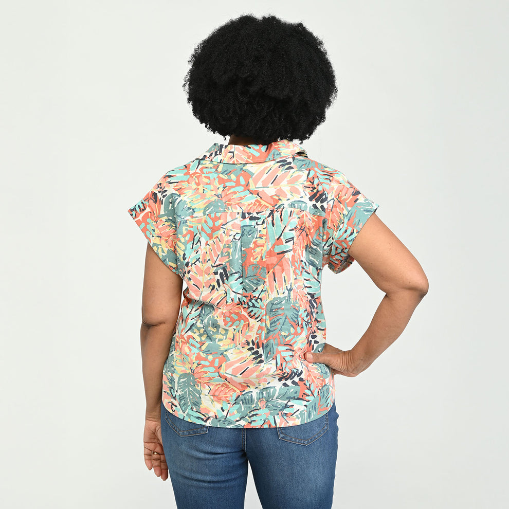 Button Front Linen Blend Short Sleeve Shirt – Christopher & Banks