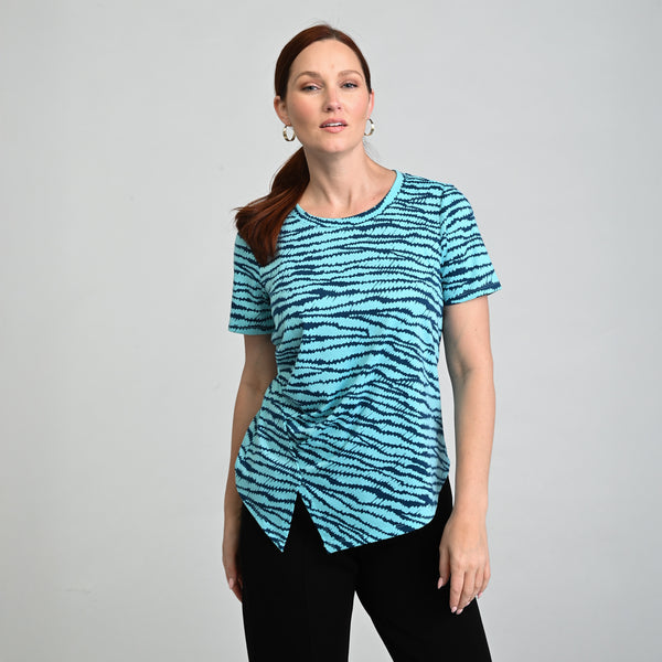 Relaxed Restyled Abstract Print Ruched Short Sleeve Tee – Christopher ...