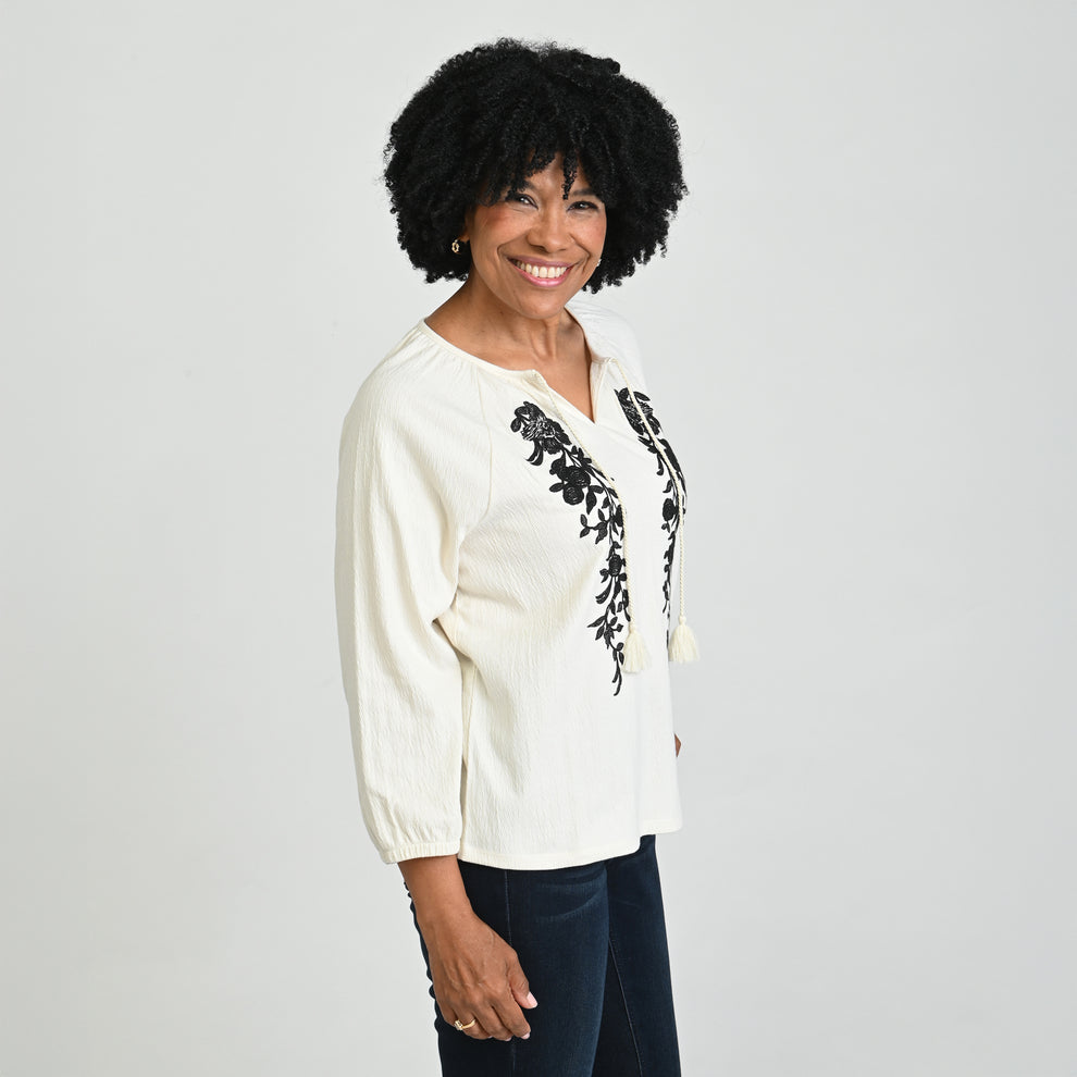 Embroidered Knit Top – Christopher & Banks