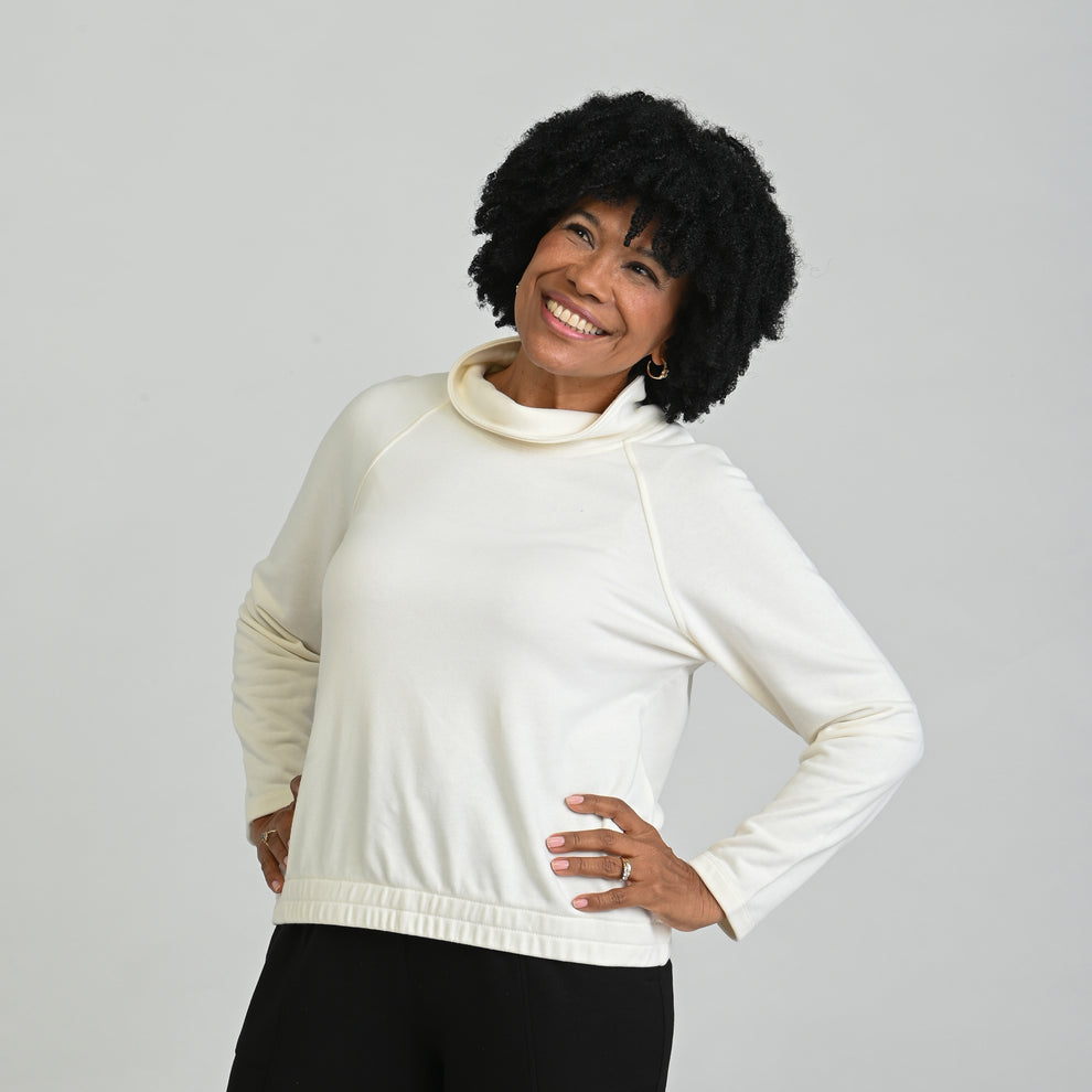 Relaxed Restyled French Terry Funnel Neck – Christopher & Banks