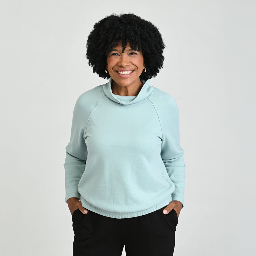 Relaxed Restyled French Terry Funnel Neck – Christopher & Banks