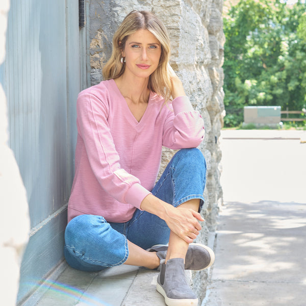 Relaxed Restyled Side Zipper Long Sleeve Top – Christopher & Banks